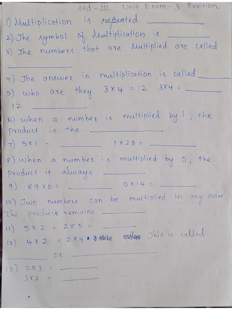 Unit 3 III STD Maths Revision | PDF