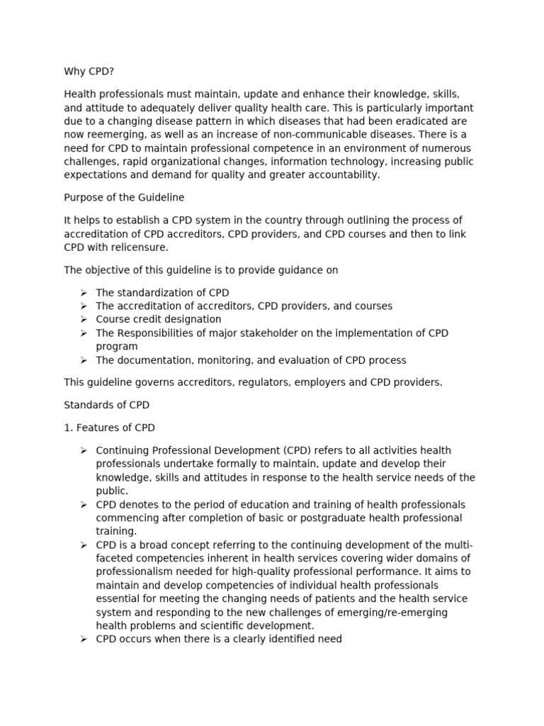 Guidelines for Continuing Professional Development | PDF | Professional ...