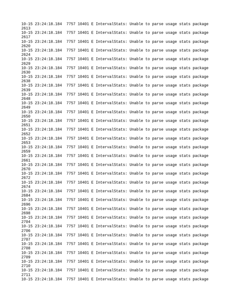 IntervalStats Usage Stats Parsing Error | PDF | Xml | Data Model