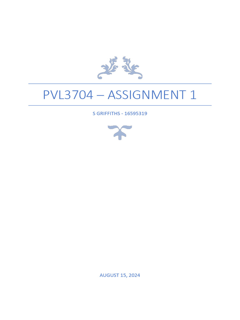 Pvl3704 - Assignment 1 - S Griffiths - 16595319 | PDF | Expense | Business Law