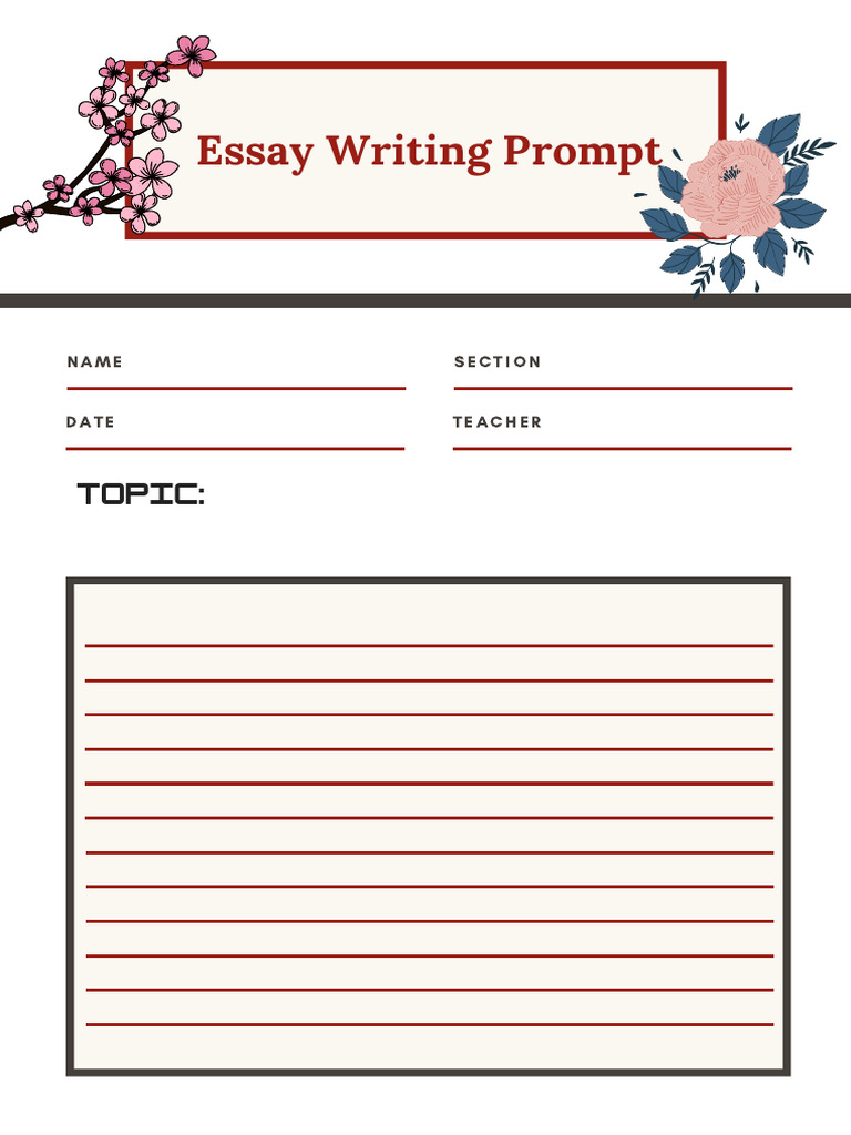 Brown and Red Essay Writing Prompt Worksheet | PDF