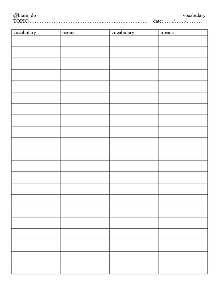 Vocabulary Paper | PDF