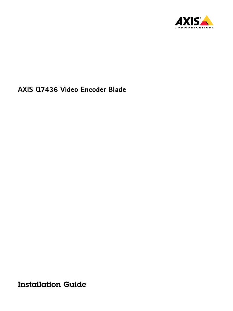 AXIS Q 7406 Se Cambia Q7436 Video Encoder Blade | PDF
