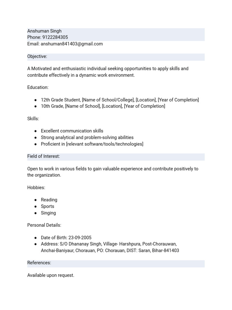 Anshuman Singh Resume | PDF