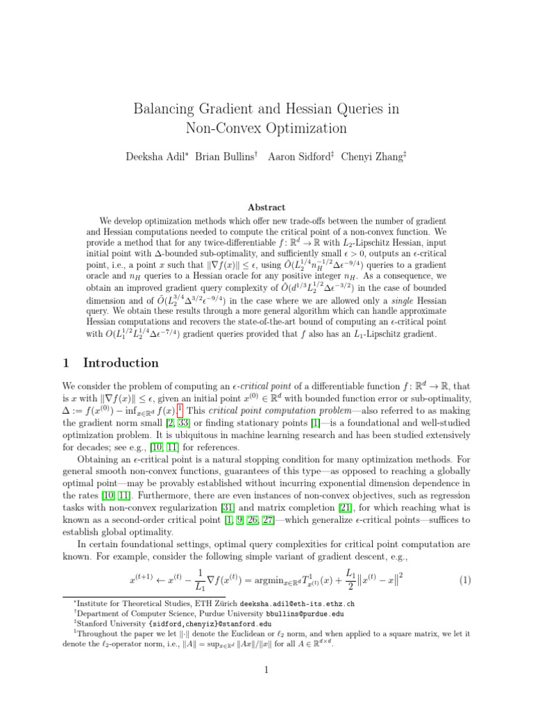 Balancing Gradient and Hessian Queries in Non-Convex Optimization | PDF ...