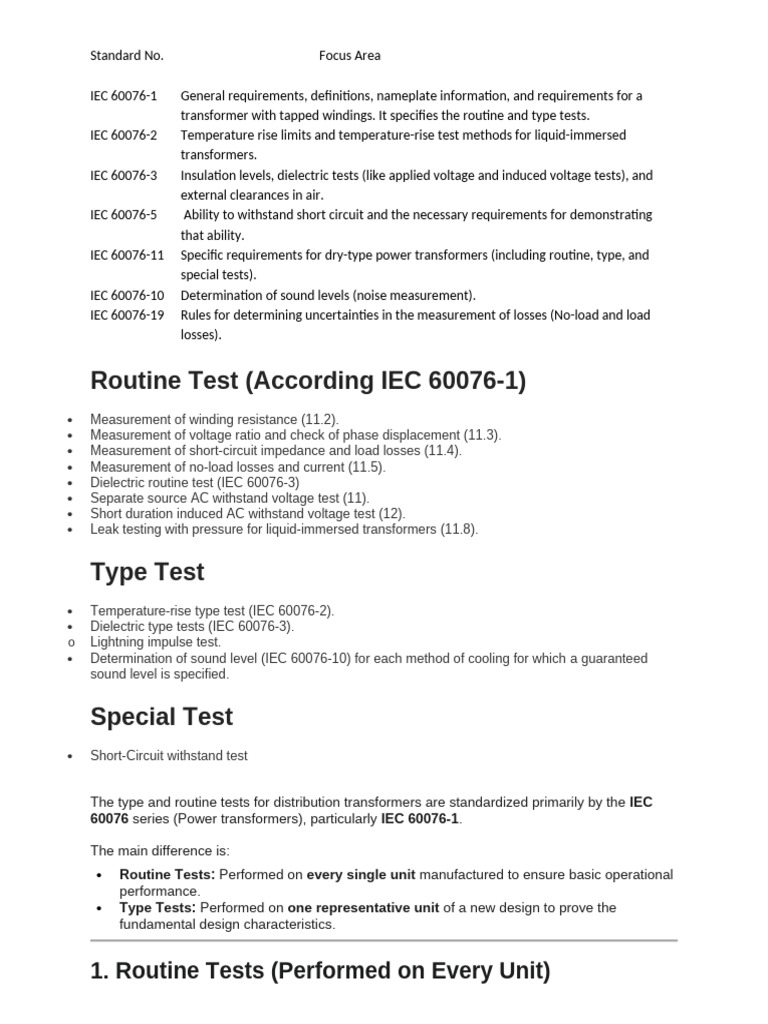 IEC 60076 Transformer Testing Standards | PDF | Transformer ...