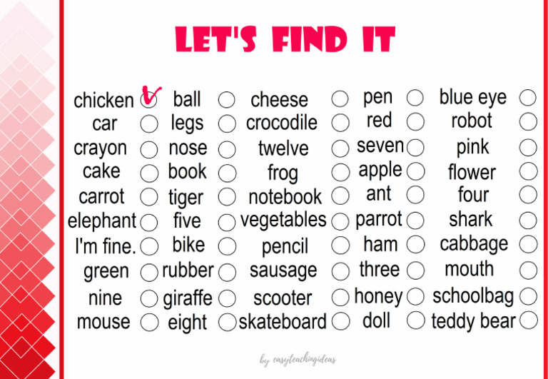 Lets Find It 1 - Word List | PDF