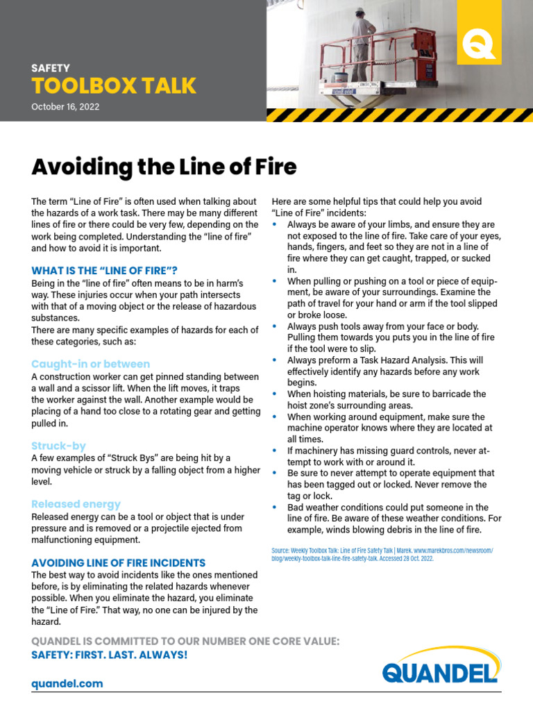 Line of Fire Safety Guidelines | PDF | Hazards | Occupational Safety ...