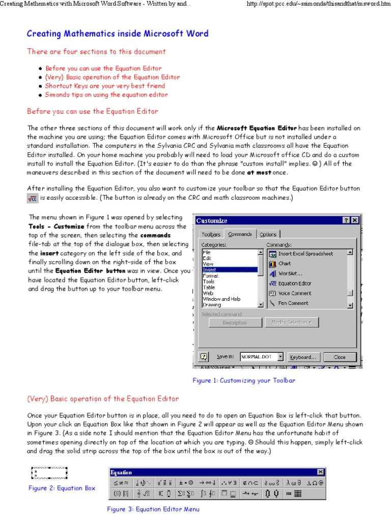 Creating Mathematics Inside Microsoft Word: There Are Four Sections To ...