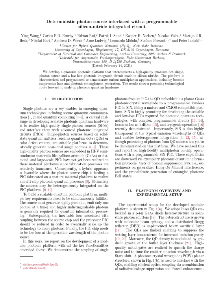 Deterministic Photon Source Interfaced With A Programmable Silicon ...