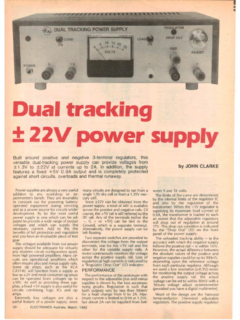 Dual Tracking 22VPower Supply | PDF