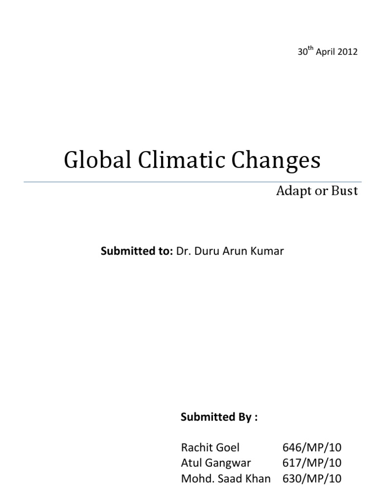 Report Writing Duru Arun Kumar | PDF | Global Warming | Effects Of ...