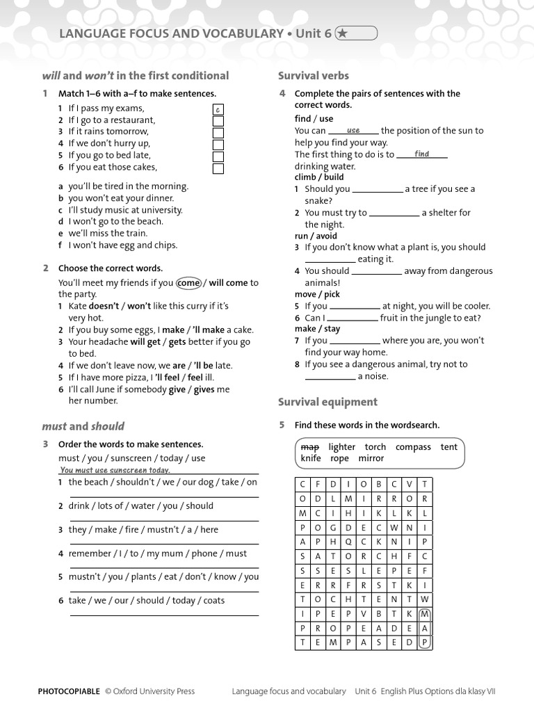 English Plus Options g7 Langfocus Vocab One Star Unit 6 | PDF | Linguistics