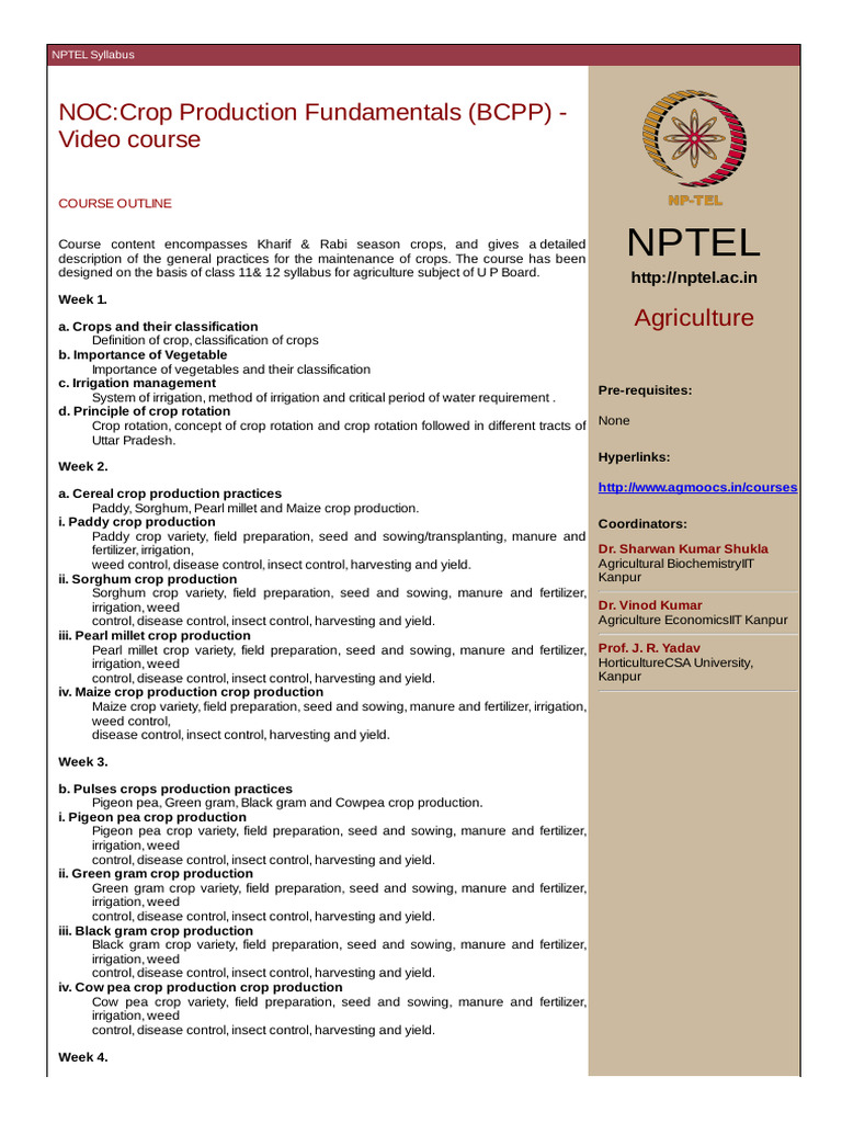 NPTEL Crop Fundmentals | PDF | Legume | Crops