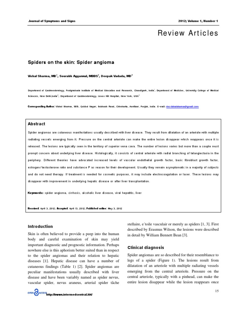 Spider Angioma | PDF | Cirrhosis | Angiogenesis