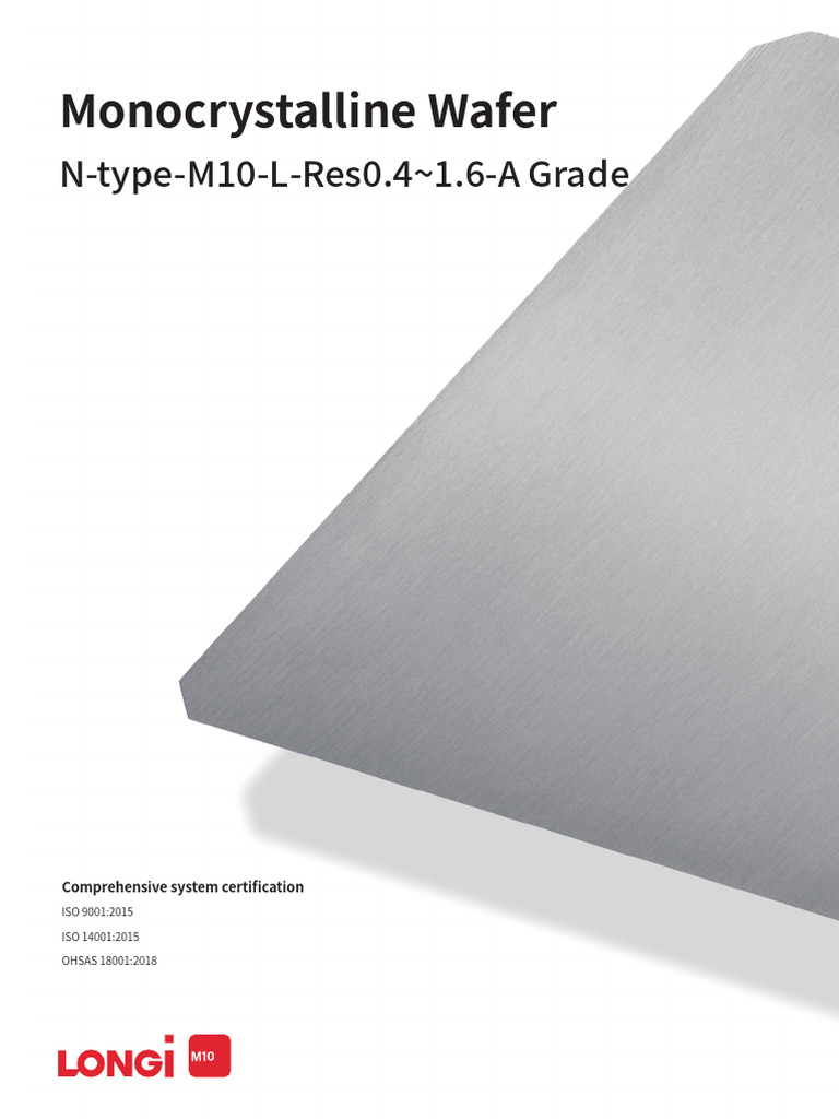 Monocrystalline Wafer N Type M10 L Res0 4 1 6 A Grade 8830b926c7 | PDF ...