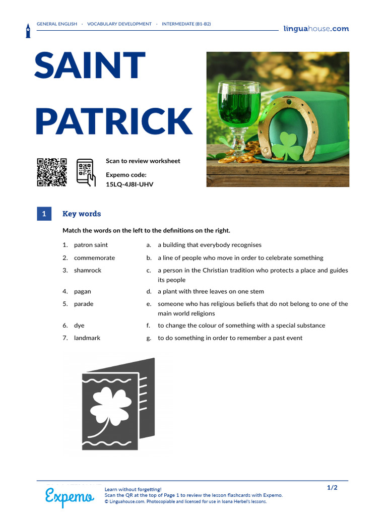 Saint Patrick's Day Vocabulary Guide | PDF | Saint Patrick