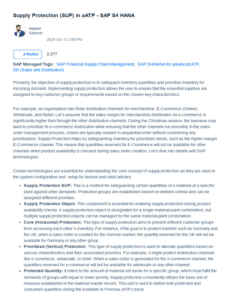 Understanding Supply Protection in aATP | PDF | E Commerce | Inventory