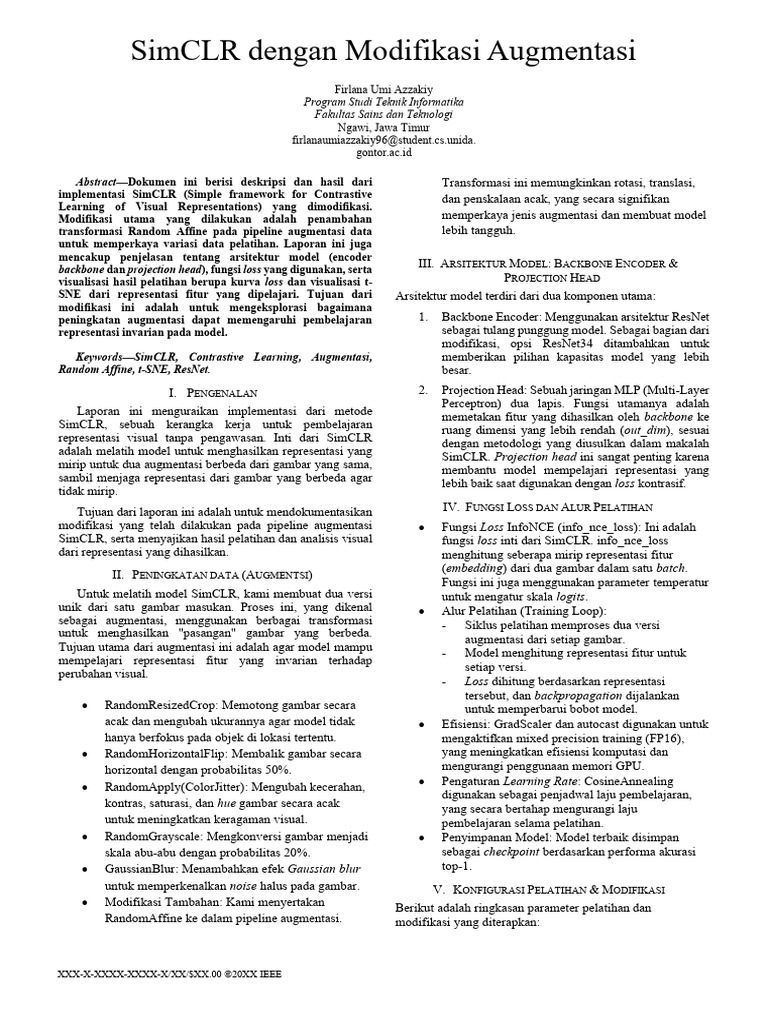 Laporan Eksperimen Self-Supervised Learning Dengan SimCLR | PDF