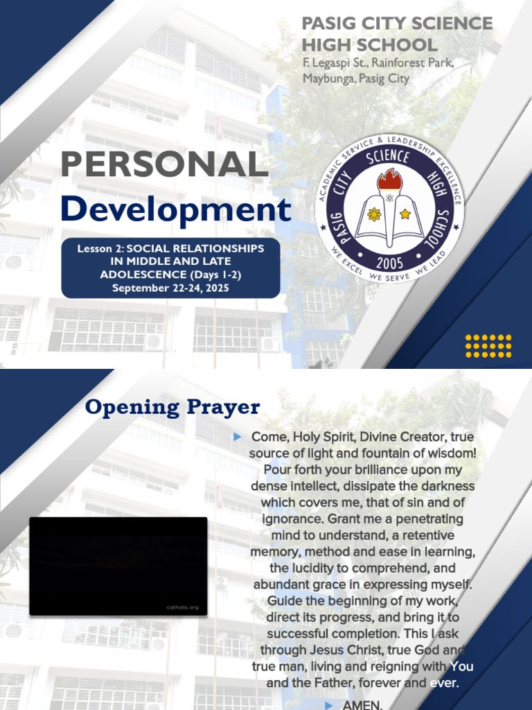 PerDev Lesson 2 Social Relationships Days 1-2-09.22 24.2025 | PDF | Leadership | Psychology