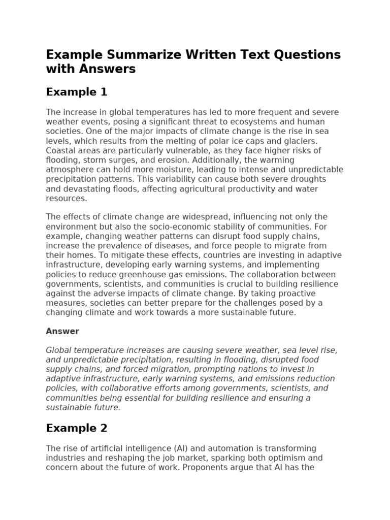 50 Summarise Written Text | PDF | Climate Change | Electric Vehicle