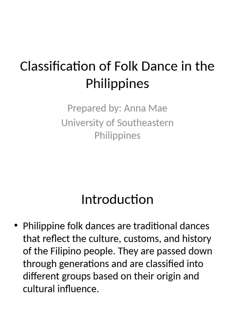 Philippine Folk Dance Classifications | PDF