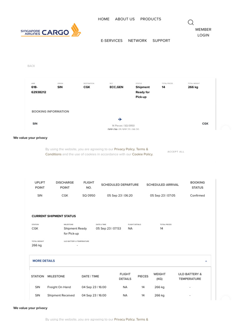 SQ 0950 Shipment Status Update | PDF | Transport | Civil Aviation