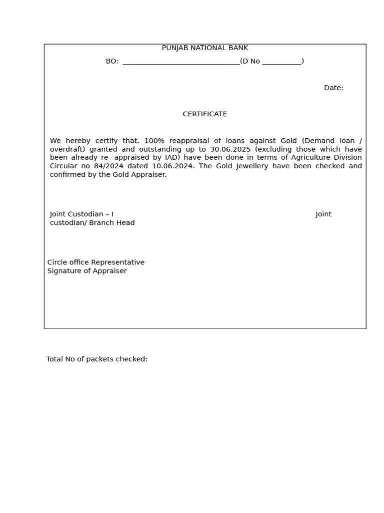 Gold Appraisal Certificate | PDF