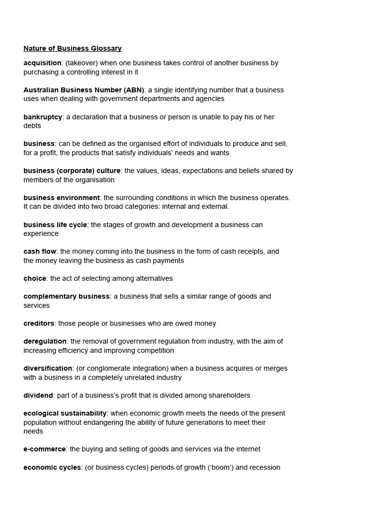 Business Terminology Glossary | PDF | Franchising | Monopoly