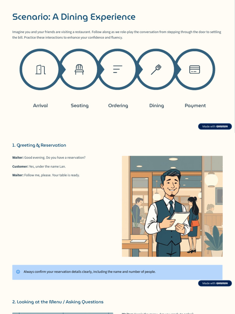 Dining Experience Role-Play Guide | PDF | Waiting Staff | Restaurants