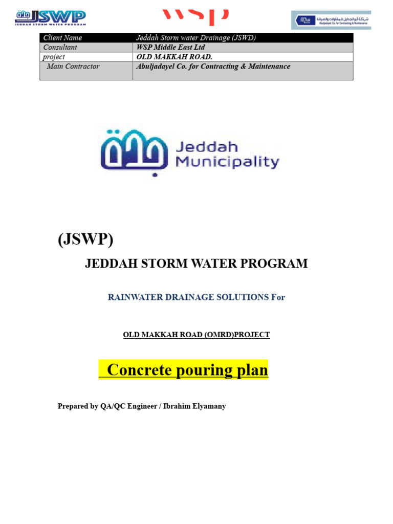 Concrete Pouring Plan for OMR Project | PDF | Concrete | Quality Assurance