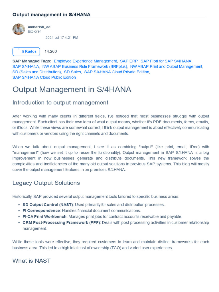 Output Management in S/4HANA Explained | PDF | Usability | Electronic ...