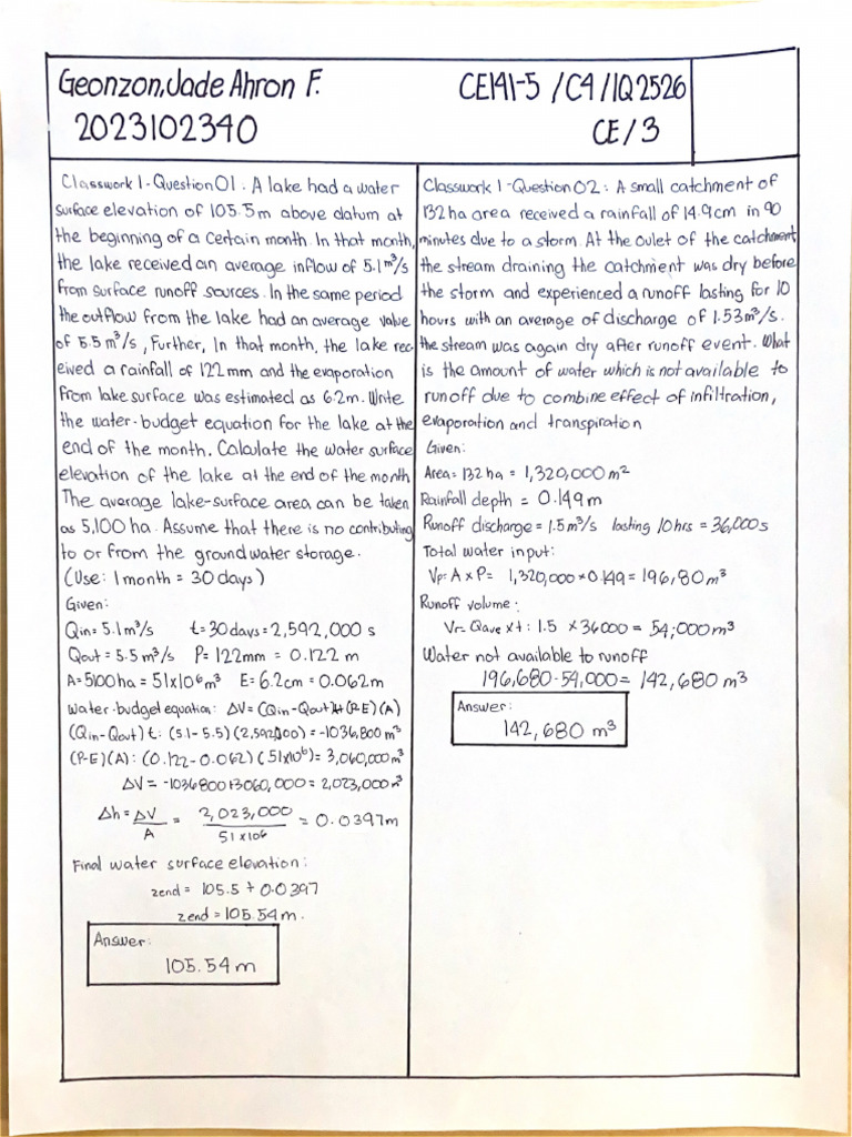 Solution Classwork1 - Geonzon | PDF