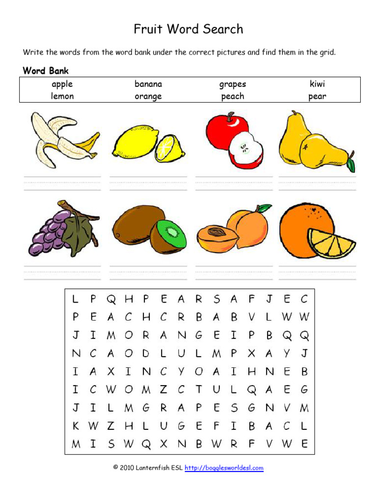 Fruit Word Search | PDF