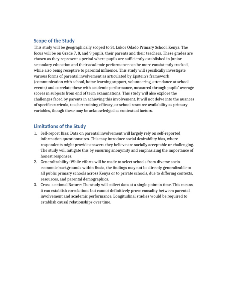 Scope and Limitations of Study | PDF