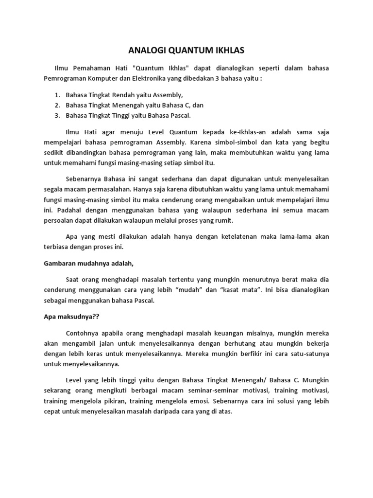 Analogi Quantum Ikhlas | PDF
