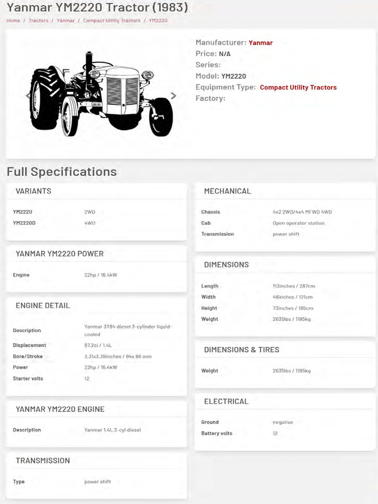 Yanmar Ym2220 | PDF