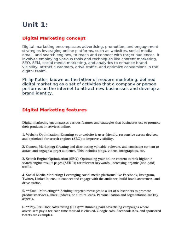 Unit 1 Digital Marketing | PDF | Digital Marketing | Search Engine ...