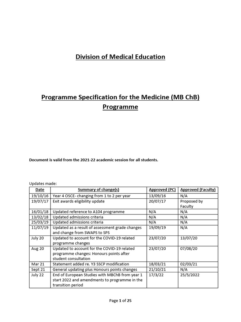 Division of Medical Education: Document Is Valid From The 2021-22 ...