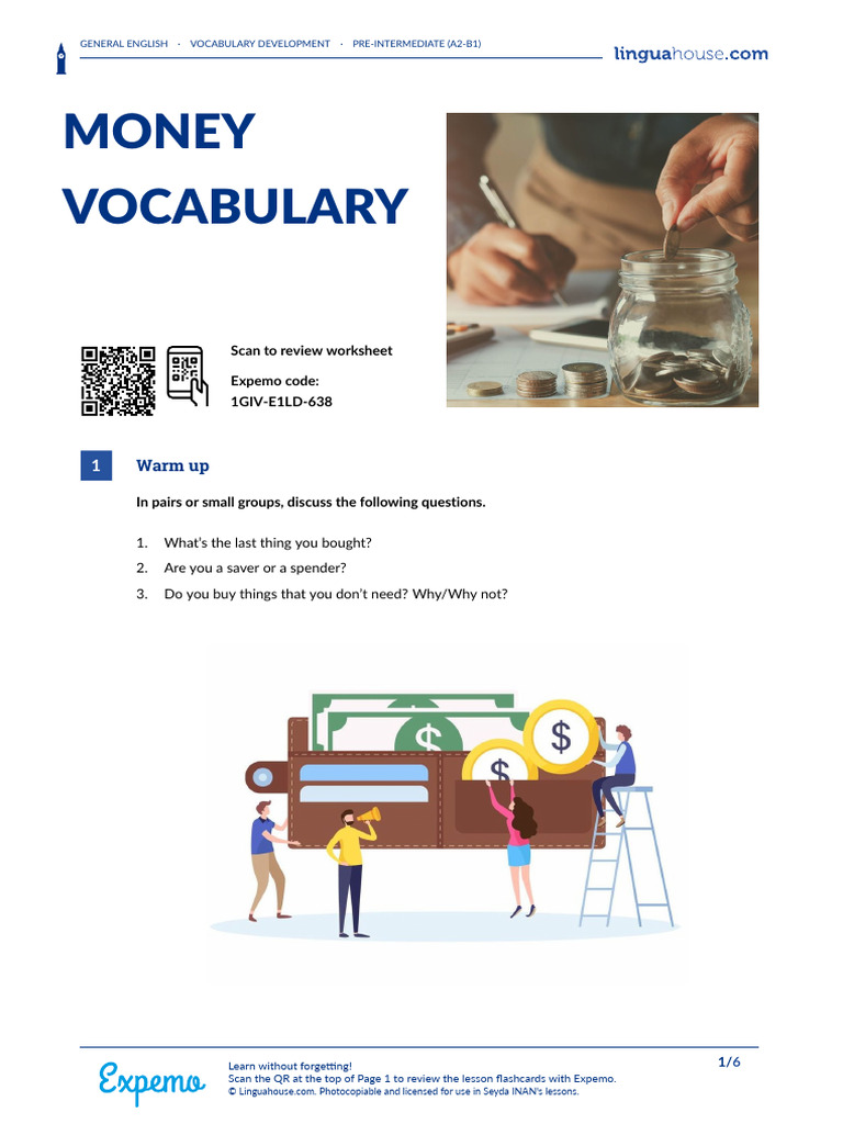 Money Vocabulary British English Teacher A2 B1 | PDF | Money | Vocabulary