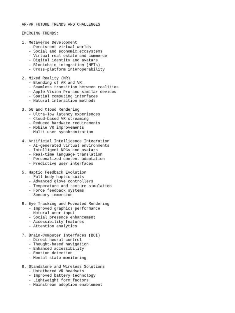 AR VR Future Trends Challenges | PDF | Virtual Reality | Augmented Reality