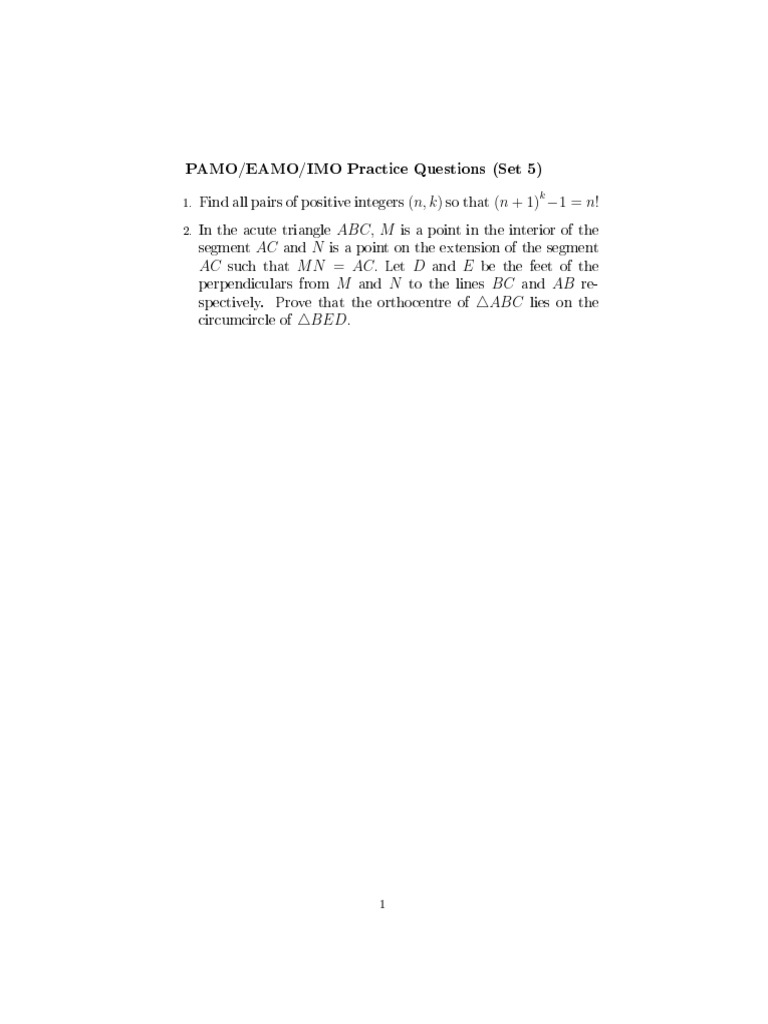 Olympiad Practice Questions Set 5 | PDF