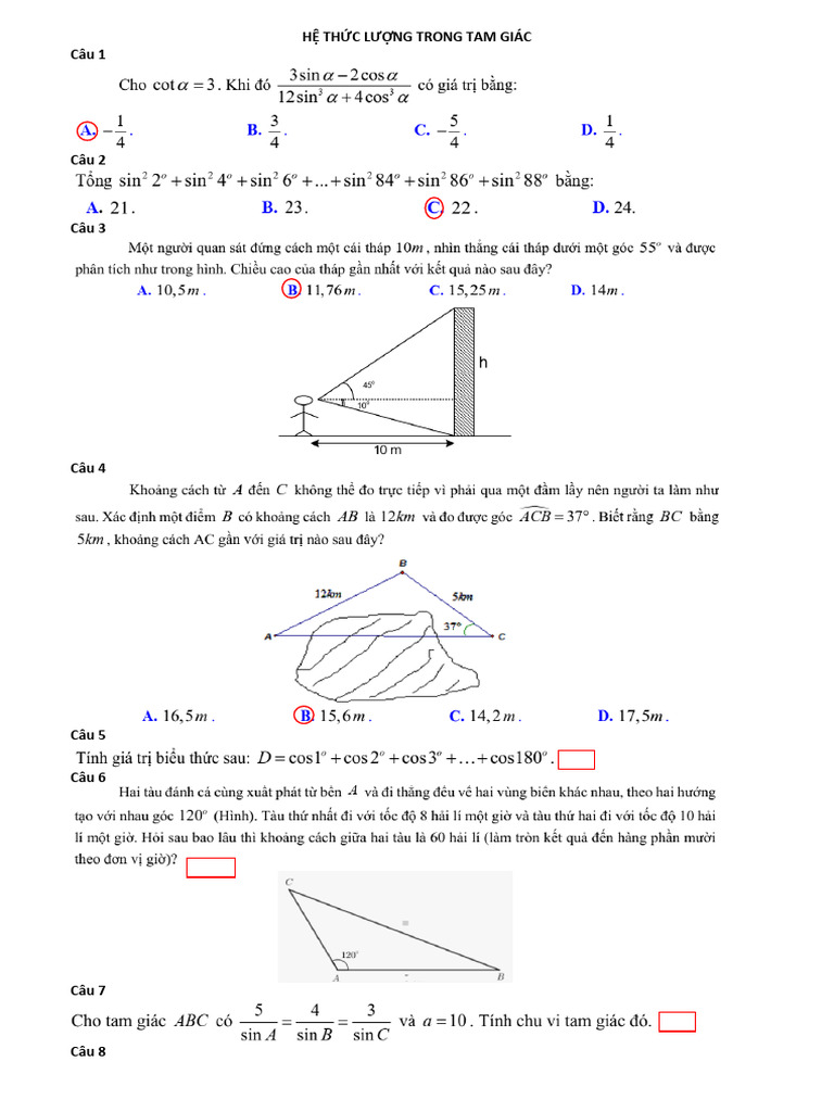 Hệ Thức Lượng Trong Tam Giác | PDF