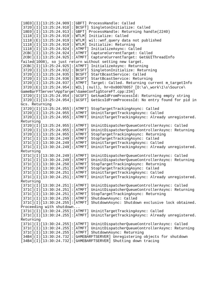 Game Bar FT Server Process Logs | PDF