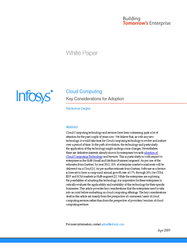 Cloud Computing - Key Considerations For Adoption | PDF | Software As A ...