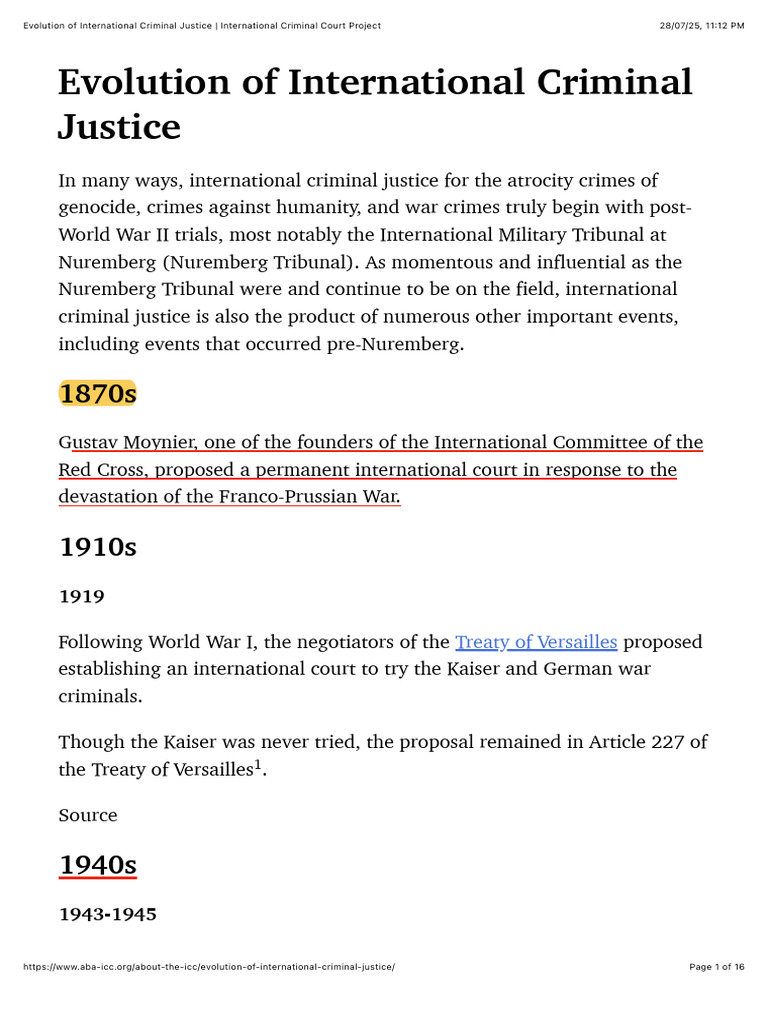 Evolution of International Criminal Justice International Criminal ...