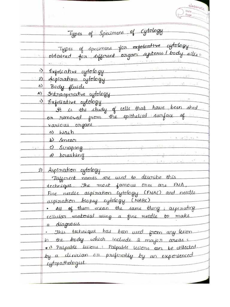 Types of Specimen For Cytology | PDF
