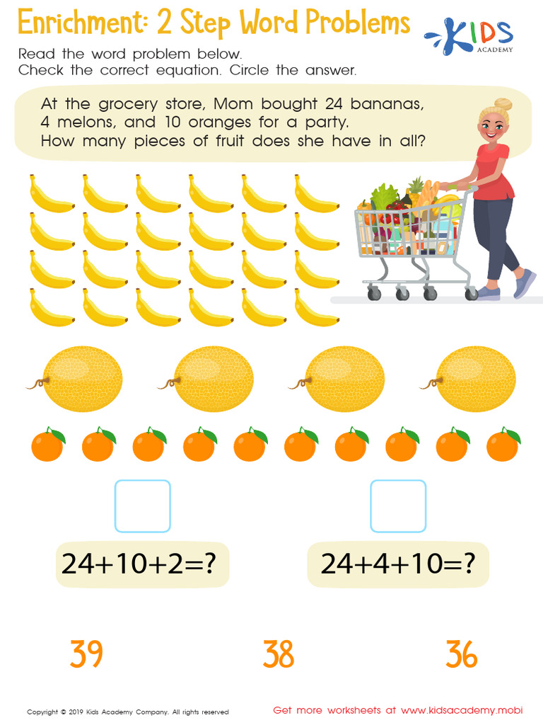 Grade 2 Enrichment 2 Step Word Problems Worksheet | PDF