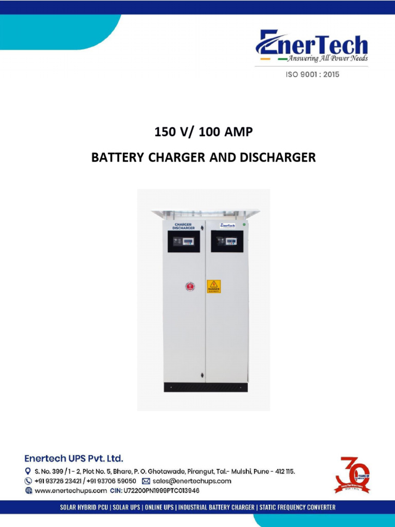 Charger Discharger Enertech®Specs - 720V - 10A 200A | PDF | Battery ...