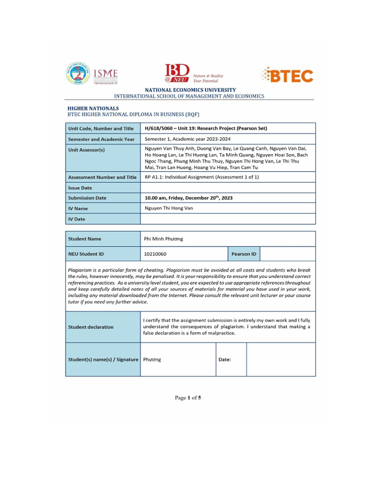 3131_Phuong_Phi_Minh_10210060_RP_A1.1_17125_1407116127 | PDF | Cronbach's Alpha | Corporate ...